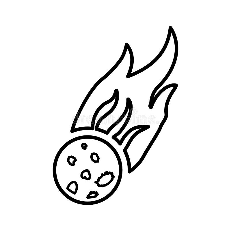 Comet, Meteorite Outline Icon. Line Art Design Stock Vector ...