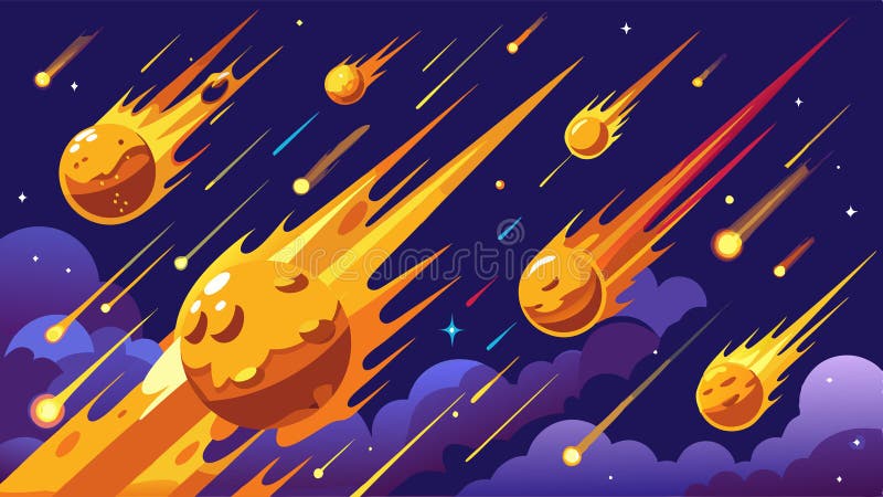Comet and Meteoroid Fall Speed Trail Galaxy Vector Set. 3d Meteor ...
