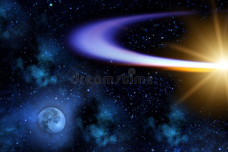 Comet flying orbit sun stock illustration. Illustration of star - 18462095