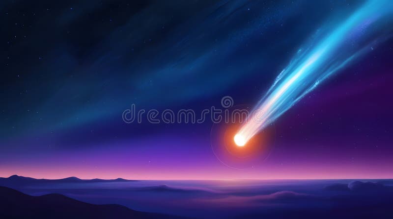 A Comet in the Night Sky. 3d Rendering. Computer Digital Drawing. Stock ...