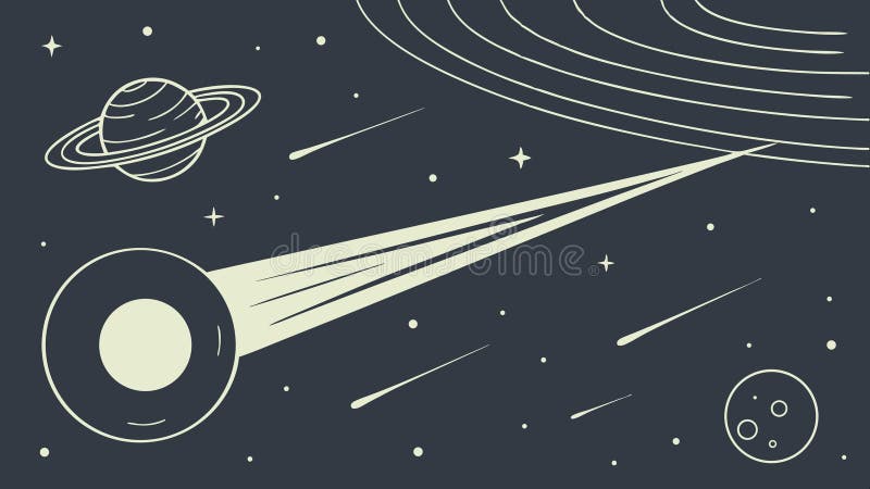 Comet and Planets Space, Astronomy Cosmos Study Icon Vector Design ...
