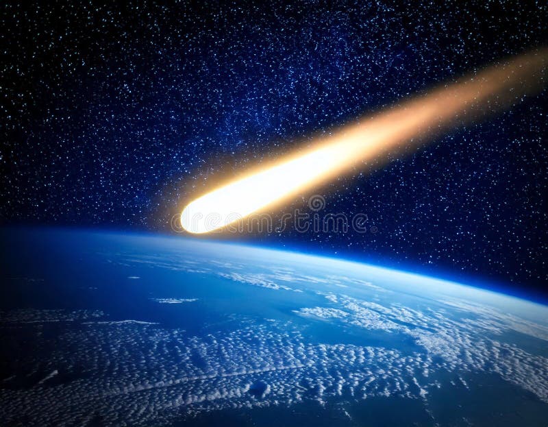 A Comet is Seen in the Sky Above a Planet Stock Image - Image of meteor ...