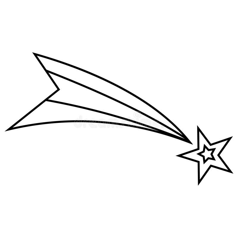 Comet Space, Isolated Abstract, Black Outline, Doodle Style Stock ...