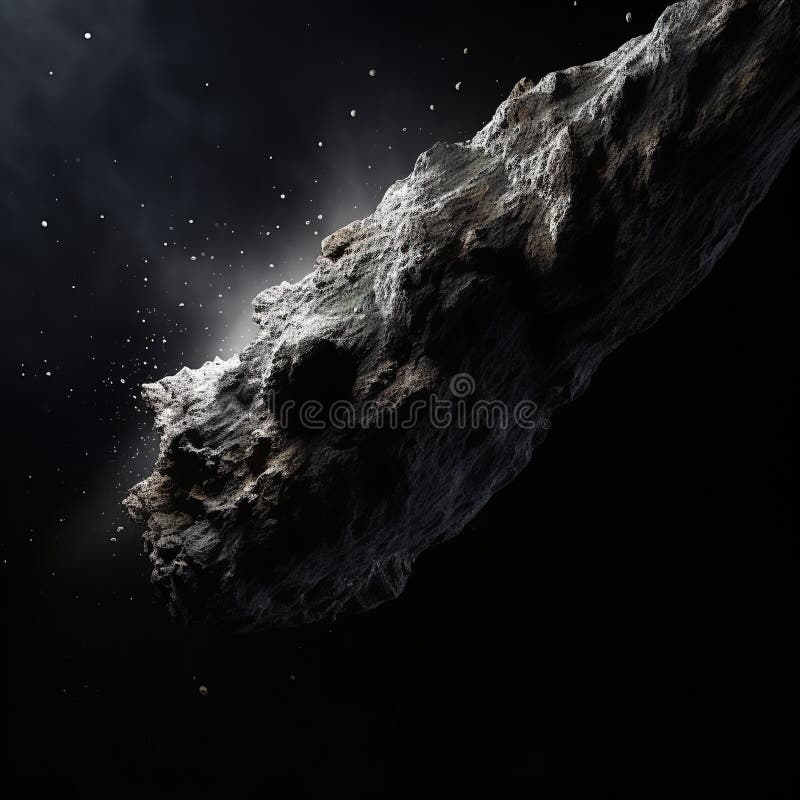 Comet in Space Meteor Asteroid with Light Trail and Bright Debris ...