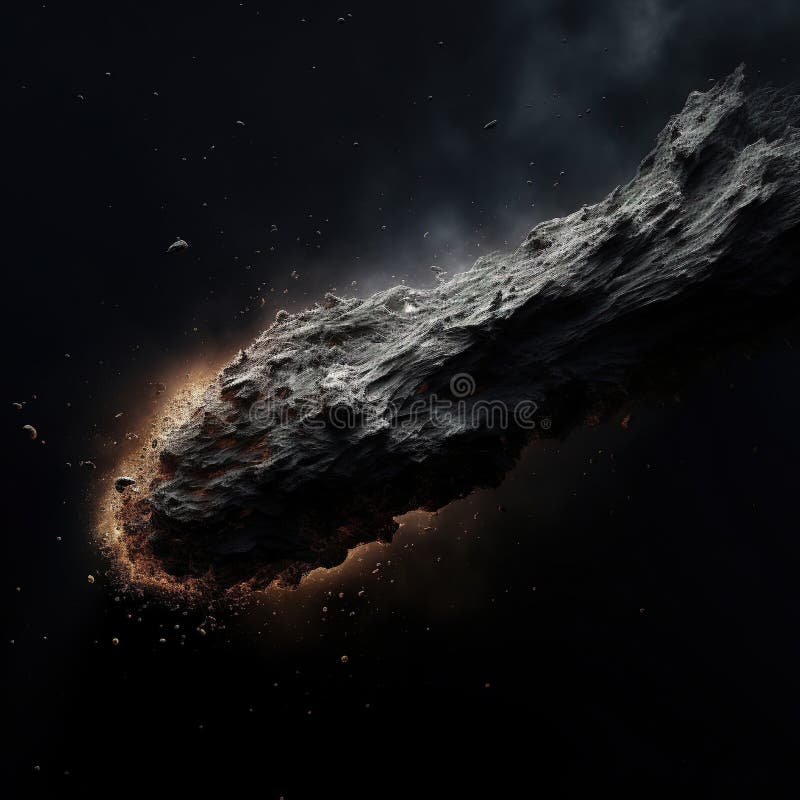 Comet in Space Meteor Asteroid with Light Trail and Bright Debris ...