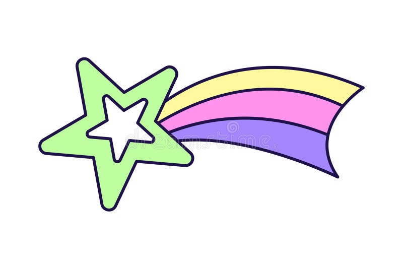 Comet Star with a Rainbow Tail on White Background. Retro Illustration ...