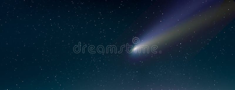 Comet in the Starry Night Sky Stock Photo - Image of blue, cosmos ...