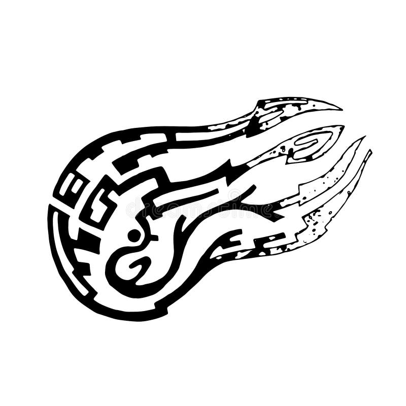 Comet in the Style of a Painted Sketch. Stock Vector - Illustration of ...