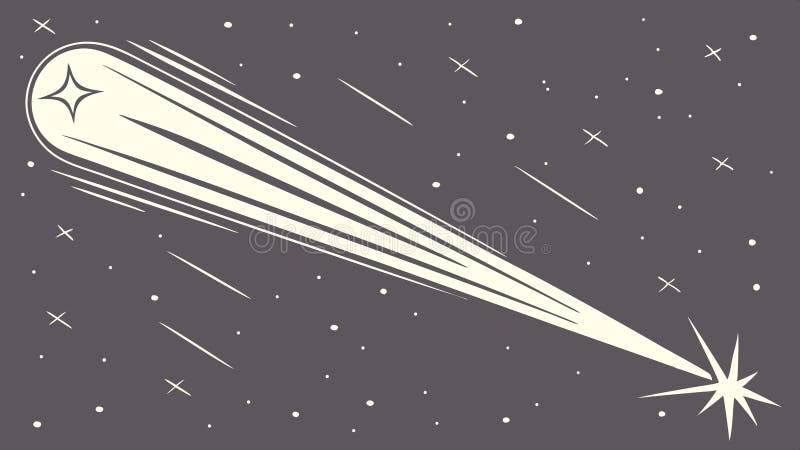 Comet Tail in Night Sky, Astronomical Event and Cosmic View Vector ...