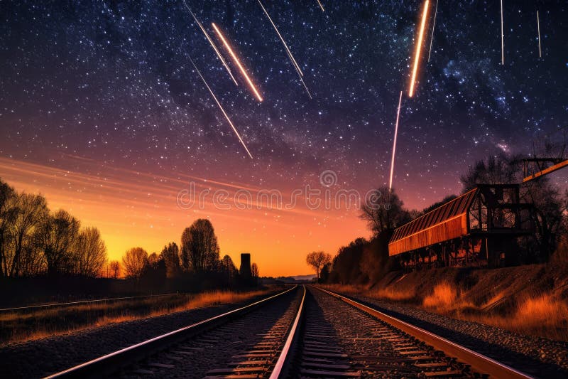 Comet Trail Amidst Constellation of Stars Stock Photo - Image of ...