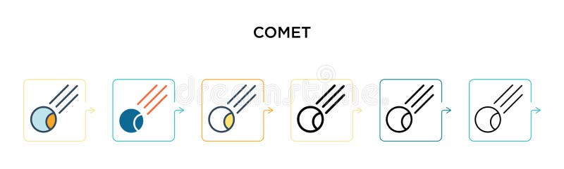 Comet Vector Icon in 6 Different Modern Styles. Black, Two Colored ...