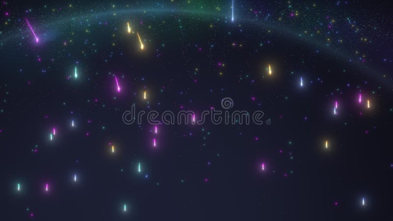 Comets and Meteors of Various Colors Set Amidst a Starry Backdrop with ...