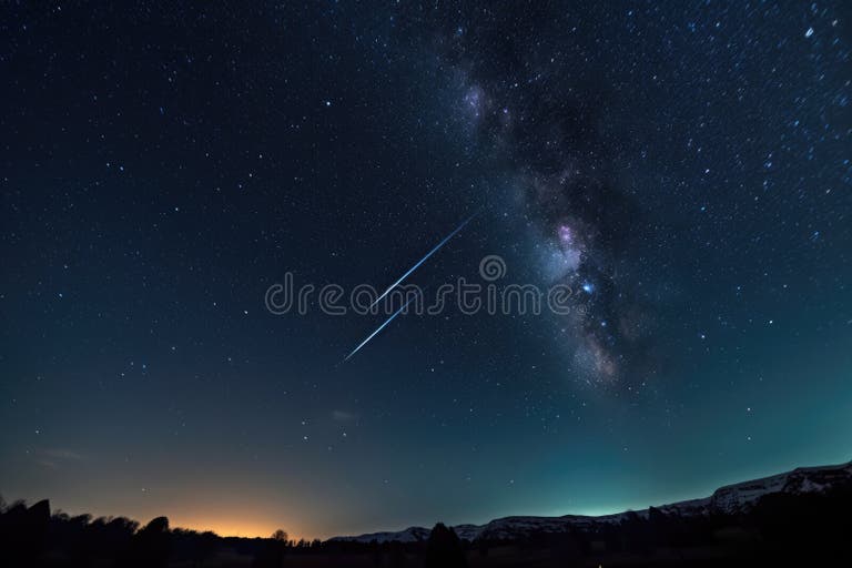 Comets Trailing Across a Black Celestial Plane Stock Image - Image of ...
