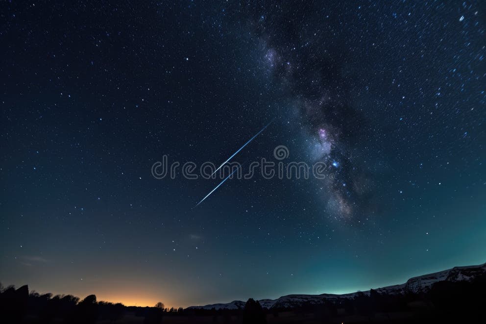 Comets Trailing Across a Black Celestial Plane Stock Image - Image of ...