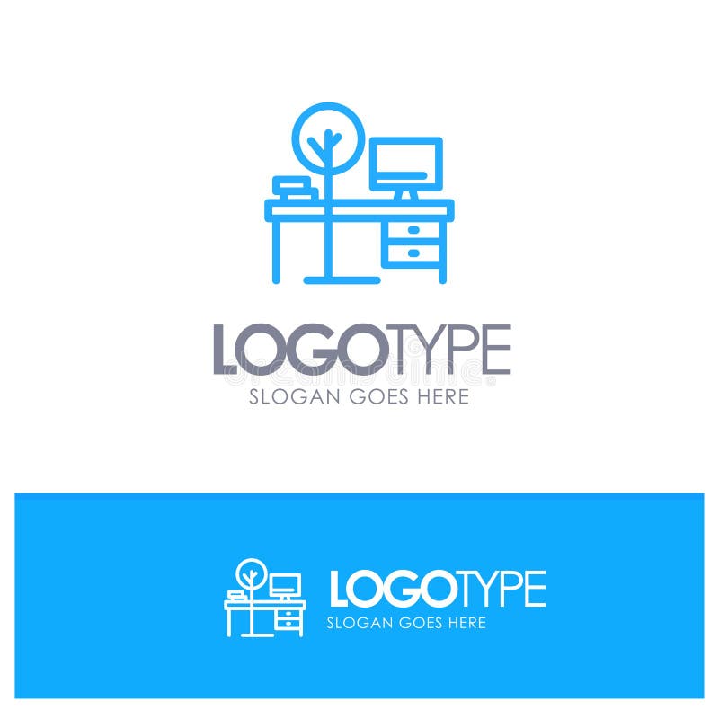 Comfort, Desk, Office, Place, Table Blue OutLine Logo with Place for ...