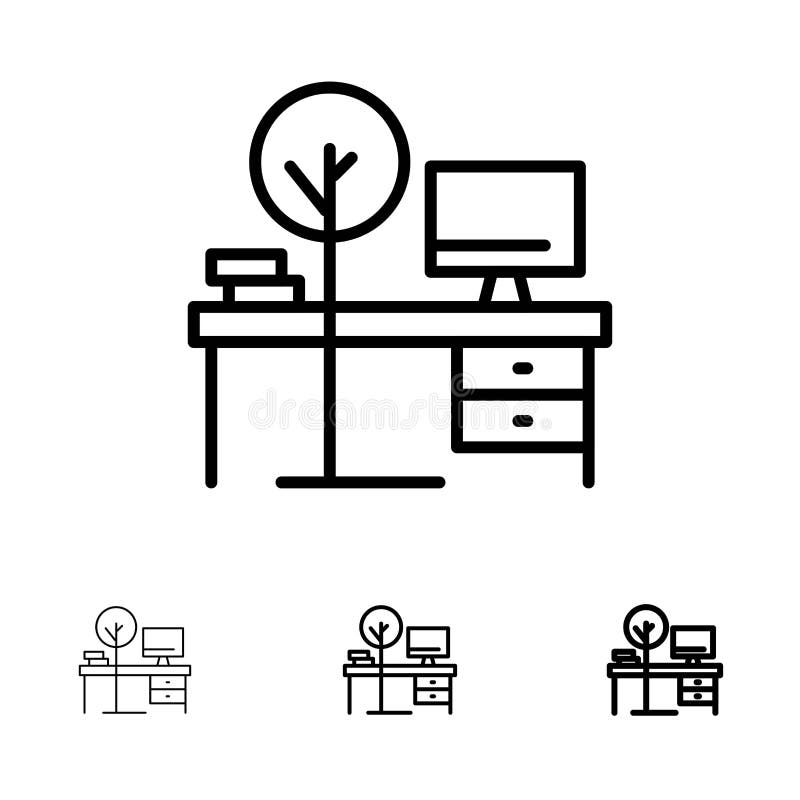 Computer Desk Icon Logo stock vector. Illustration of workplace - 139712437