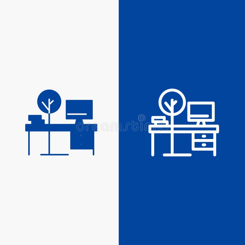 Comfort, Desk, Office, Place, Table Line and Glyph Solid Icon Blue ...
