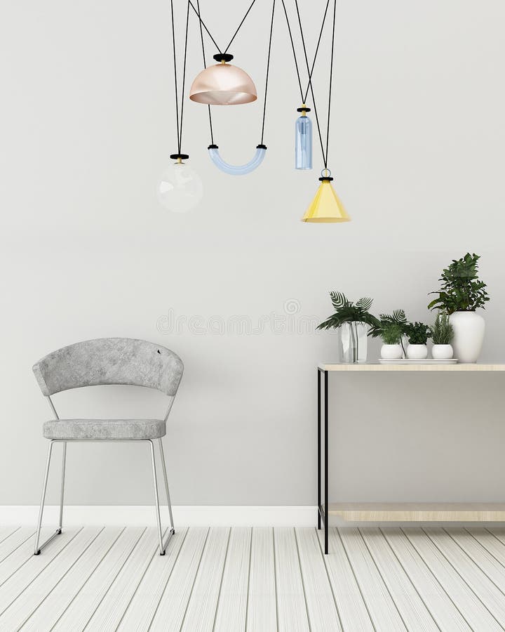 Comfort Space in House.White Room with Armchair and Working Table Stock ...