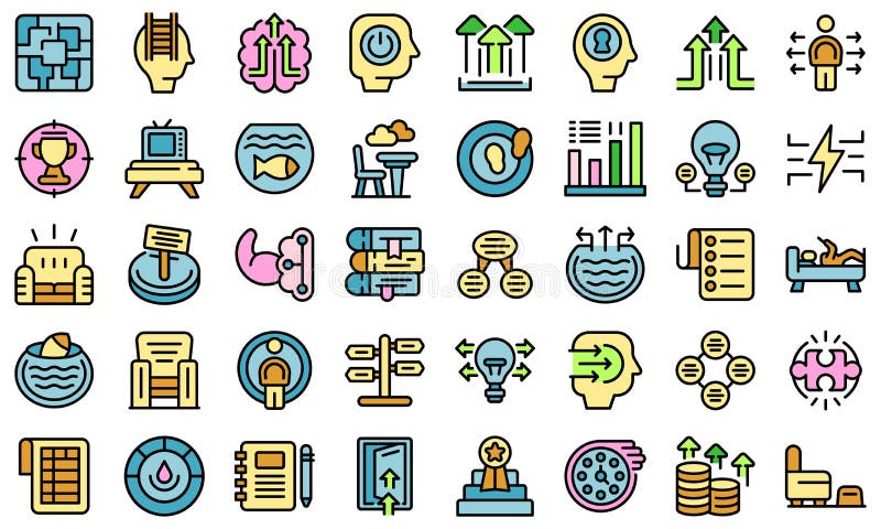Comfort Zone Icons Set Vector Flat Stock Vector - Illustration of ...