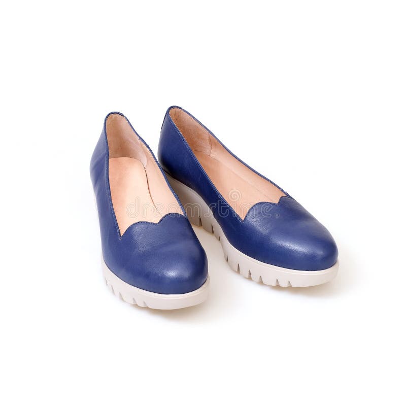 Comfortable Beautiful Blue Shoes Isolated on White Background Stock ...