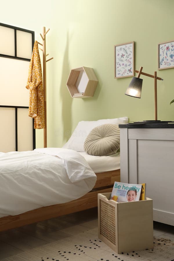 Comfortable Bed with Clean White Linens Indoors Stock Image - Image of ...