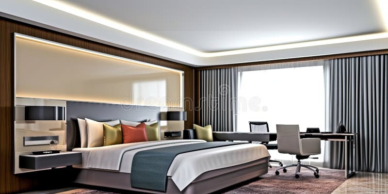 Comfortable Bed Covered with White Sheets Placed in Modern Minimalistic ...