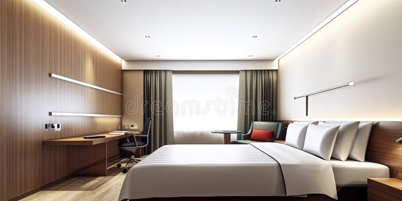 Comfortable Bed Covered with White Sheets Placed in Modern Minimalistic ...