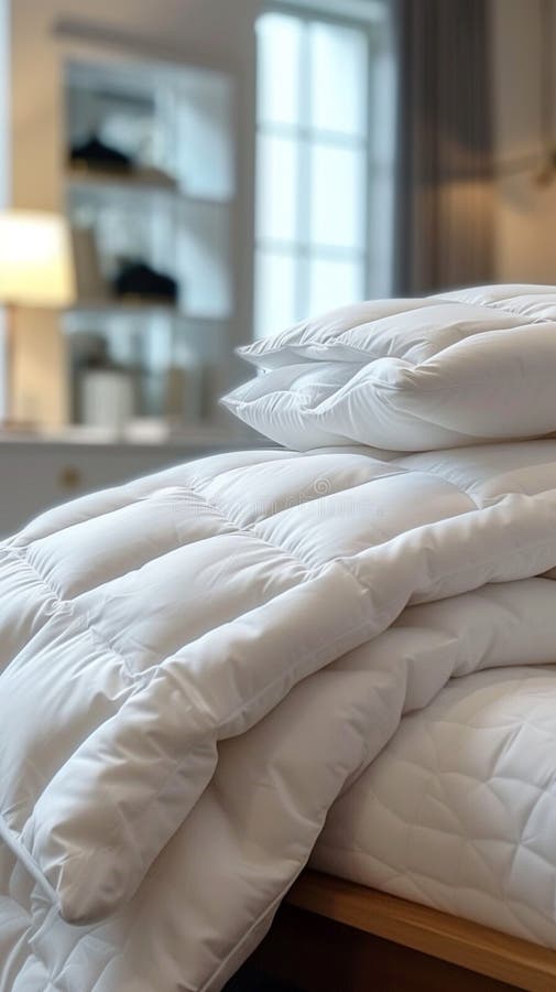 Comfortable Bed Decoration Luxury White Pillow and Down Comforter ...