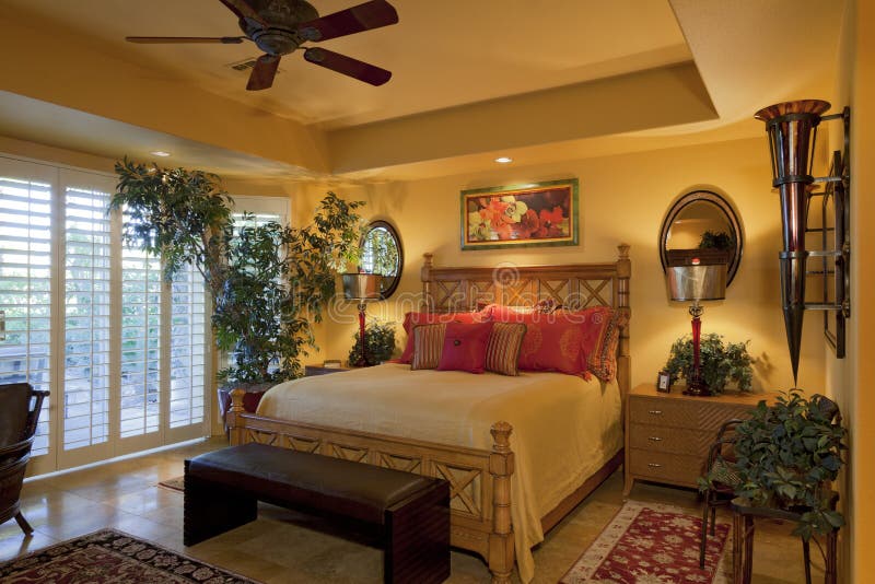 Comfortable Bed in Luxury Manor House Stock Image - Image of four ...