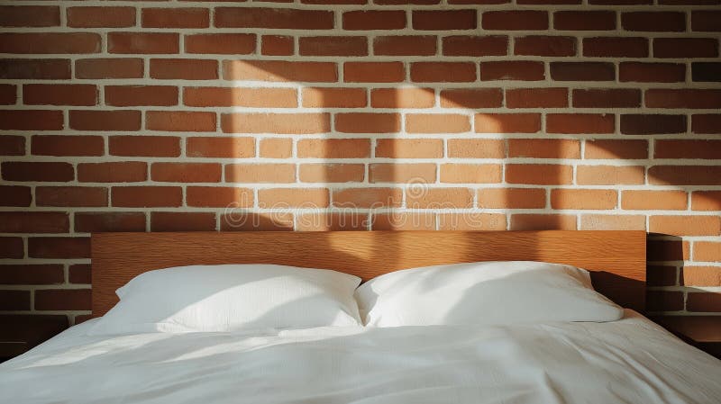 Bright Sunlight Casting Soft Shadows on Crisp White Bedding Against ...