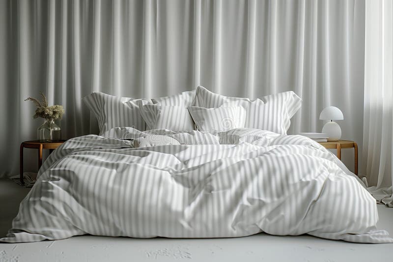 Comfortable Bed, White Sheets and Pillows in a Room, Featuring Flooring ...