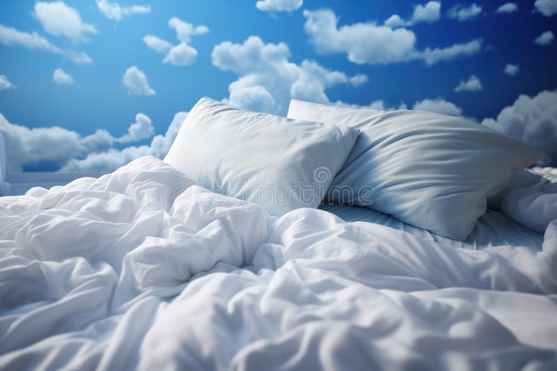 Comfortable Bedding or Healthy Sleeping Concept of Flying Cozy Bed on ...