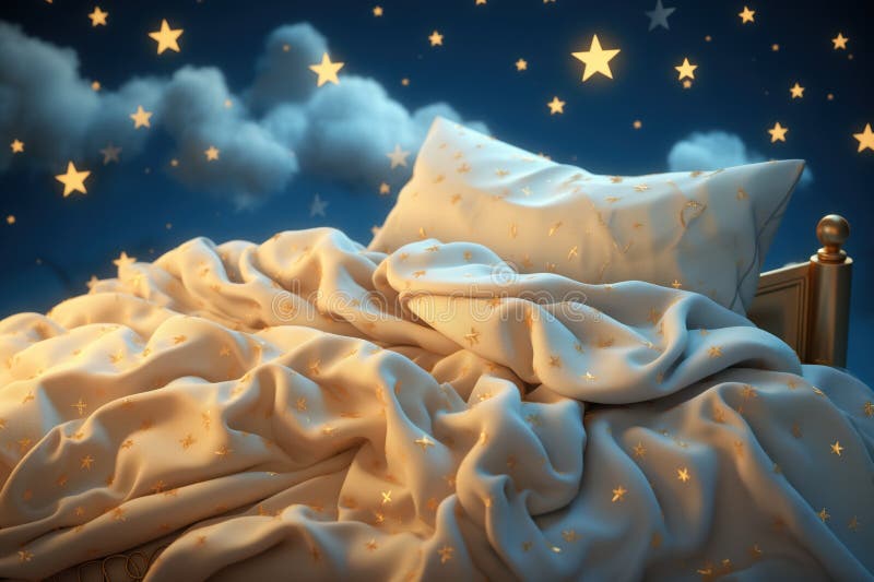 Comfortable Bedding or Healthy Sleeping Concept of Flying Cozy Bed on ...