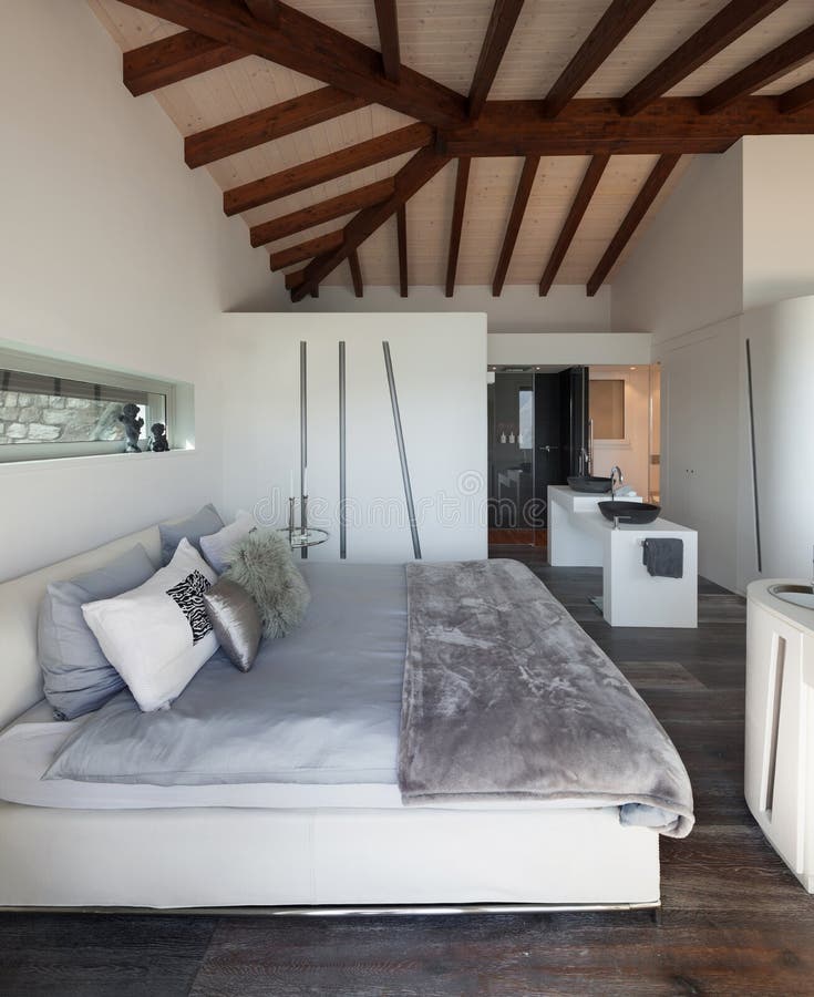 Comfortable Bedroom of a Loft Stock Photo - Image of house, suite: 71306060