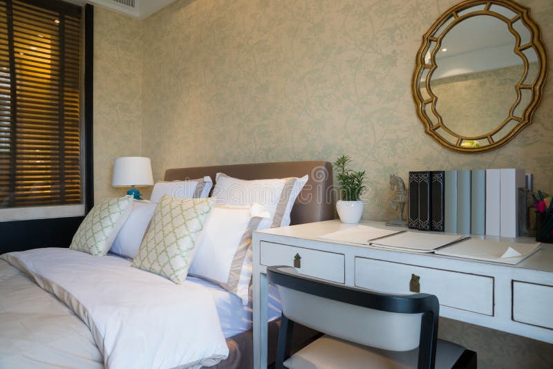 Comfortable bedroom stock image. Image of furniture, desk - 34857349