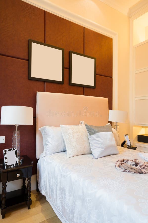 Comfortable bedroom stock image. Image of indoor, side - 35732405