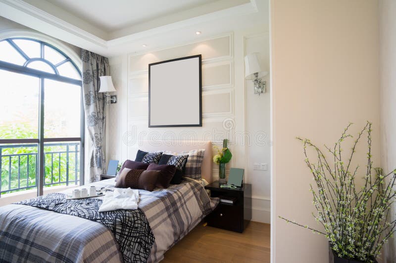 Luxury modern bedroom. stock image. Image of elegance - 31564835