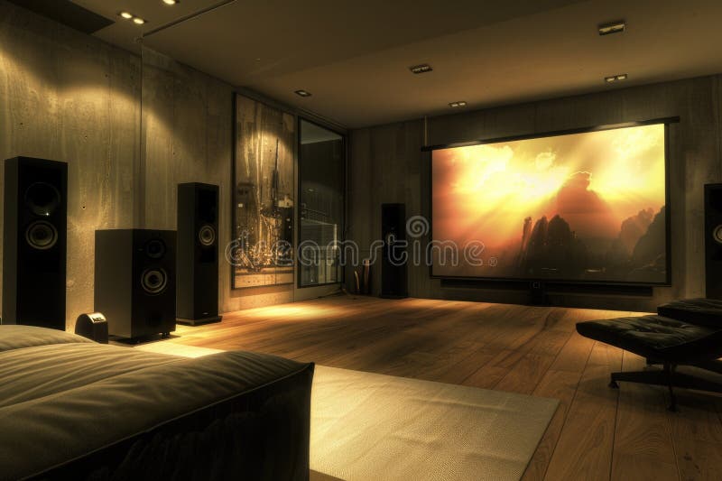 A Comfortable Bedroom Setup with a Large Screen TV and a Single Chair ...