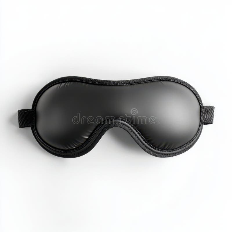Comfortable Black Sleep Mask for Relaxation and Rest on a Plain White ...
