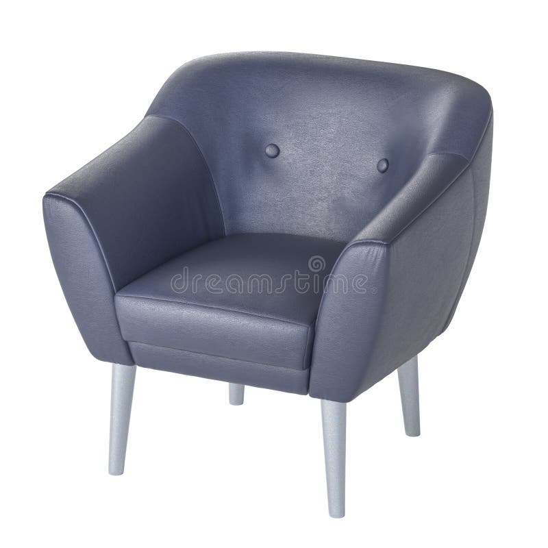 Comfortable Blue Leather Armchair with Modern Design Isolated on ...