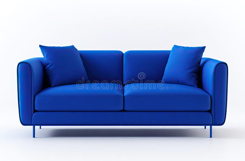 Comfortable Blue Sofa. Generative AI Stock Illustration - Illustration ...