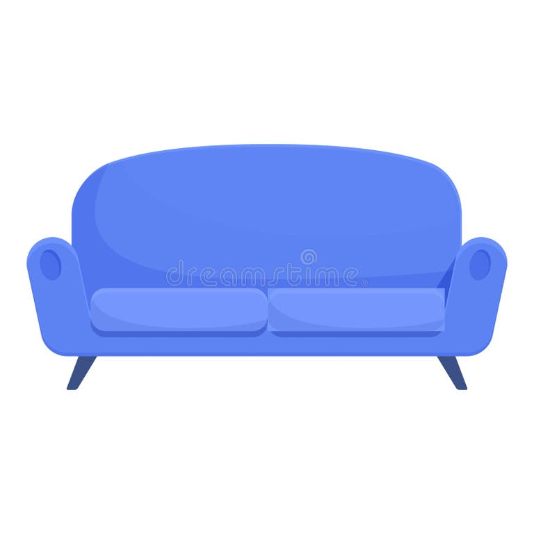 Comfortable Blue Sofa Standing on White Background Stock Illustration ...