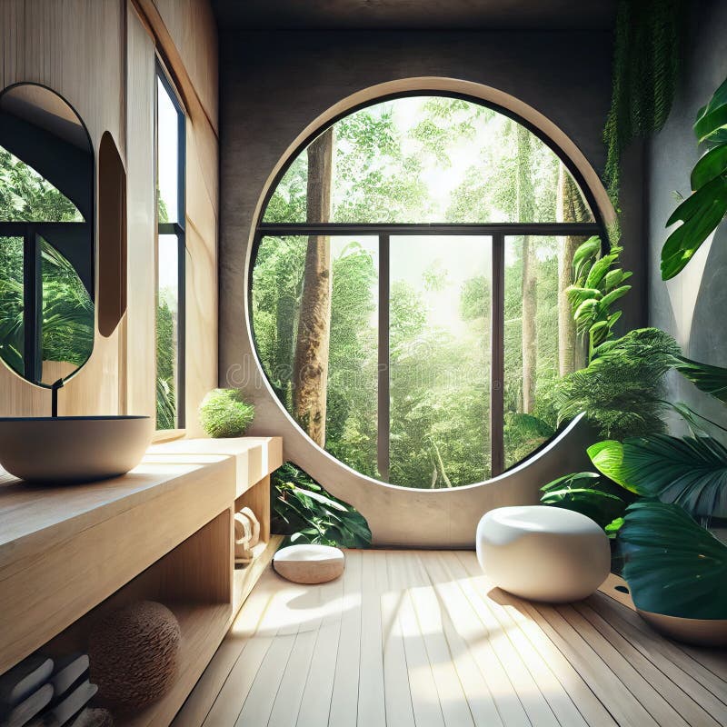 Comfortable Bright Bathroom with a Boho-chic Interior Design, a Free ...