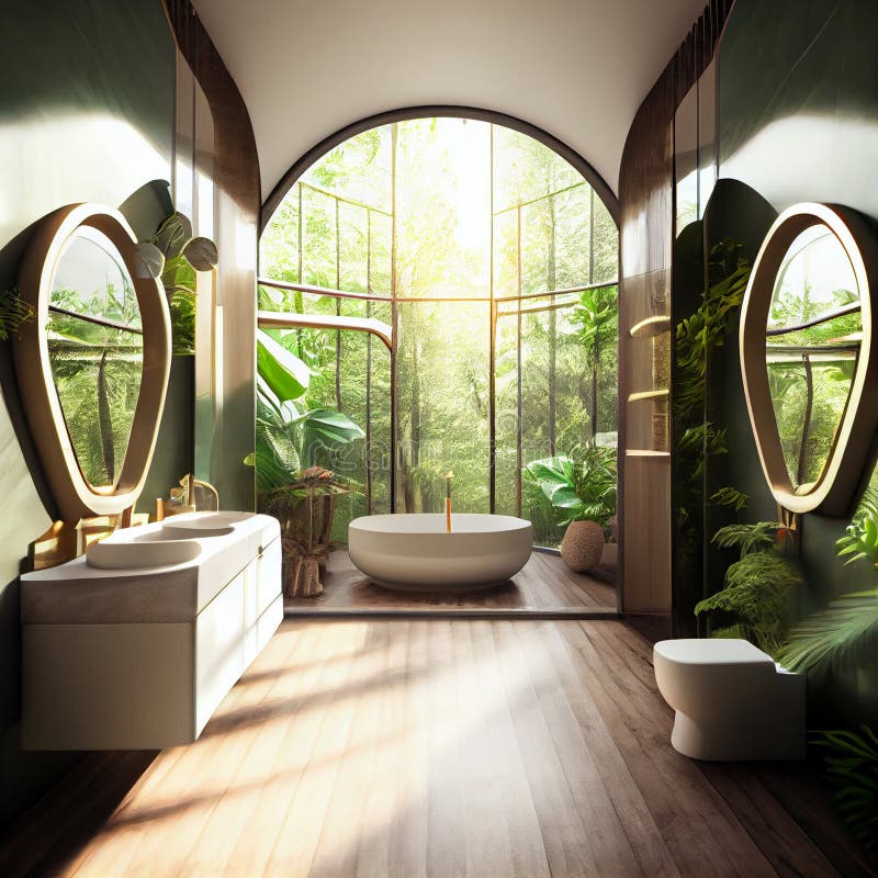 Comfortable Bright Bathroom with a Boho-chic Interior Design, a Free ...