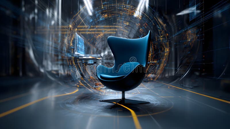 Comfortable Chair and Futuristic Office Space with Technology in the ...