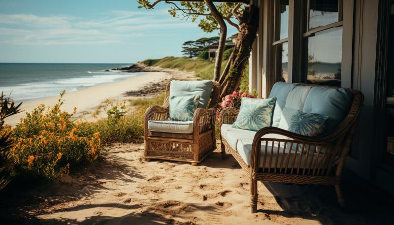 A Comfortable Chair on the Sandy Beach, Nature Relaxation Spot ...