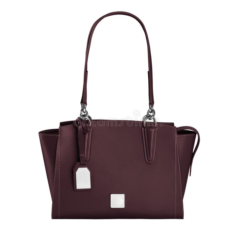 Dark Maroon Medium Sized Handbag of Genuine Leather with Two Handles ...