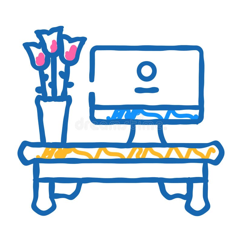 Comfortable Desktop Icon Doodle Illustration Stock Illustration ...