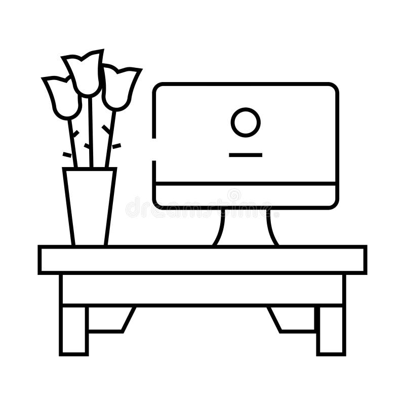 Desktop Pc Line Icons Signs Set. Design Collection of Computer, Desktop ...