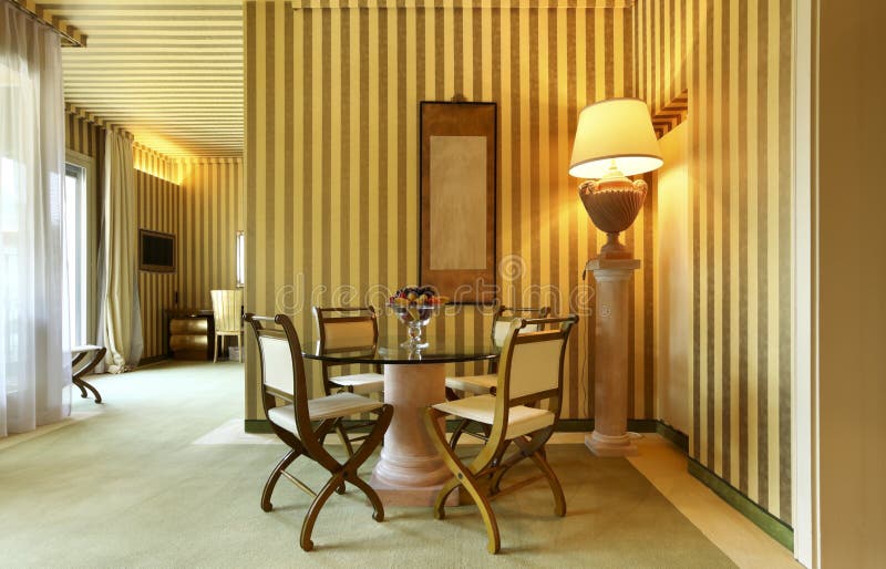 Comfortable dining room stock photo. Image of wall, wallpaper - 20254816